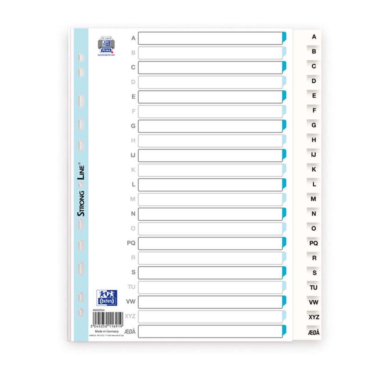 Køb Register Strong-Line A4 A-Å+ i plast m/forblad hvid /10 hos ...