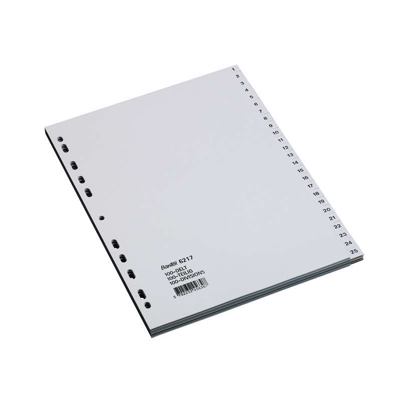 Register A4 1-100 i plast grå