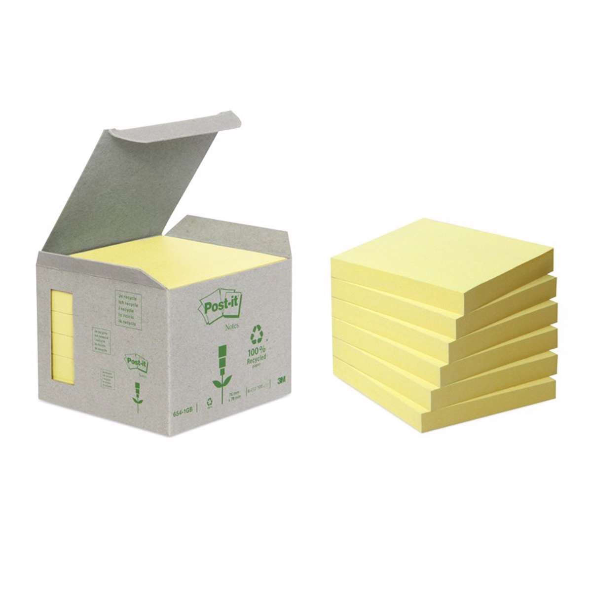 Post-it notes Miljø 38x51mm gul 6blk/pk.