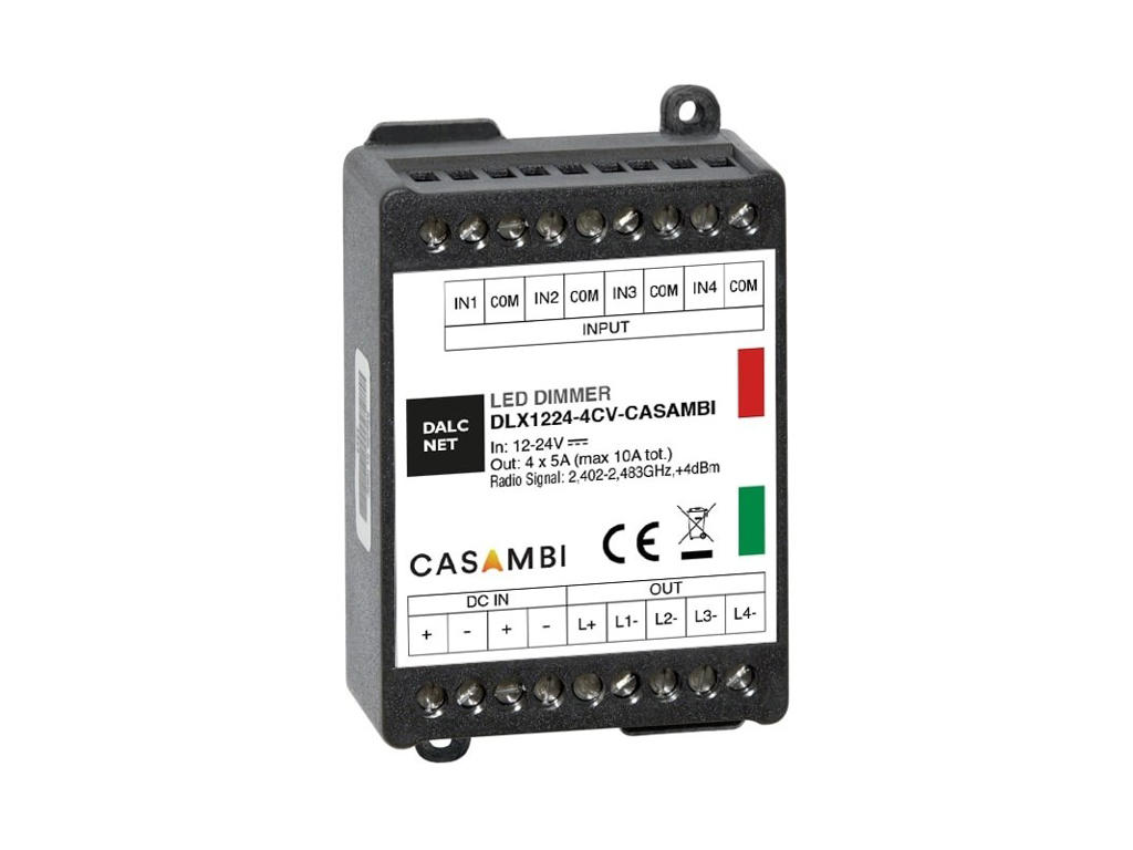 DLX1224-4CV-CASAMBI, LED dæmper+Casambi driver 4CH CV, Input 12-24VDC ...