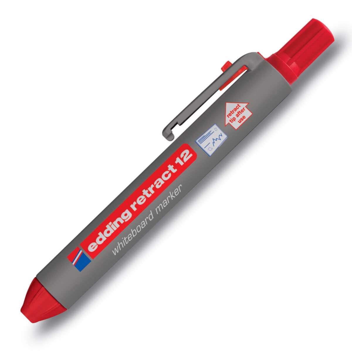 Køb Whiteboard marker Edding Retract 12 rund spids,rød hos Kontorlands ...