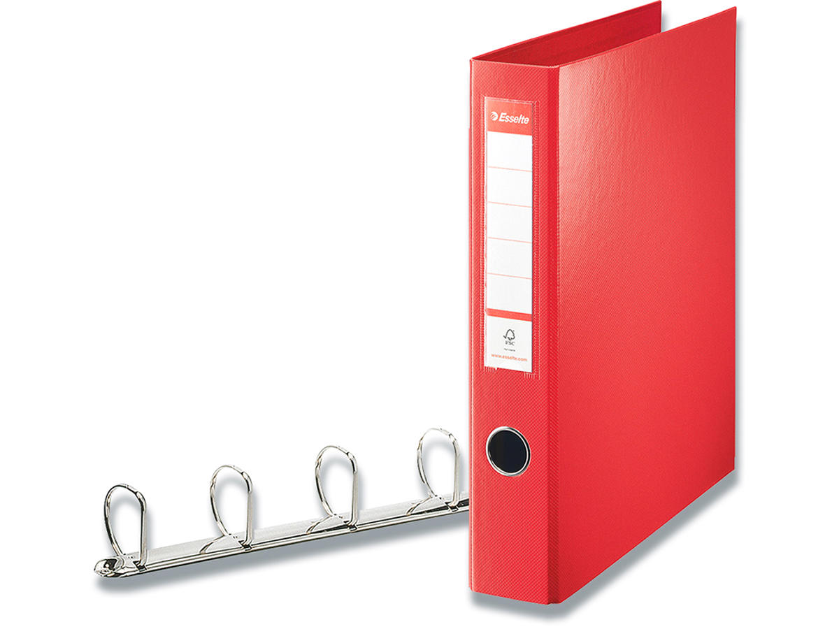 Køb Ringbind, A4 Maxi, 4 D-ringe, Ø40 mm, 6.3 cm, Rød, Esselte VIVIDA ...