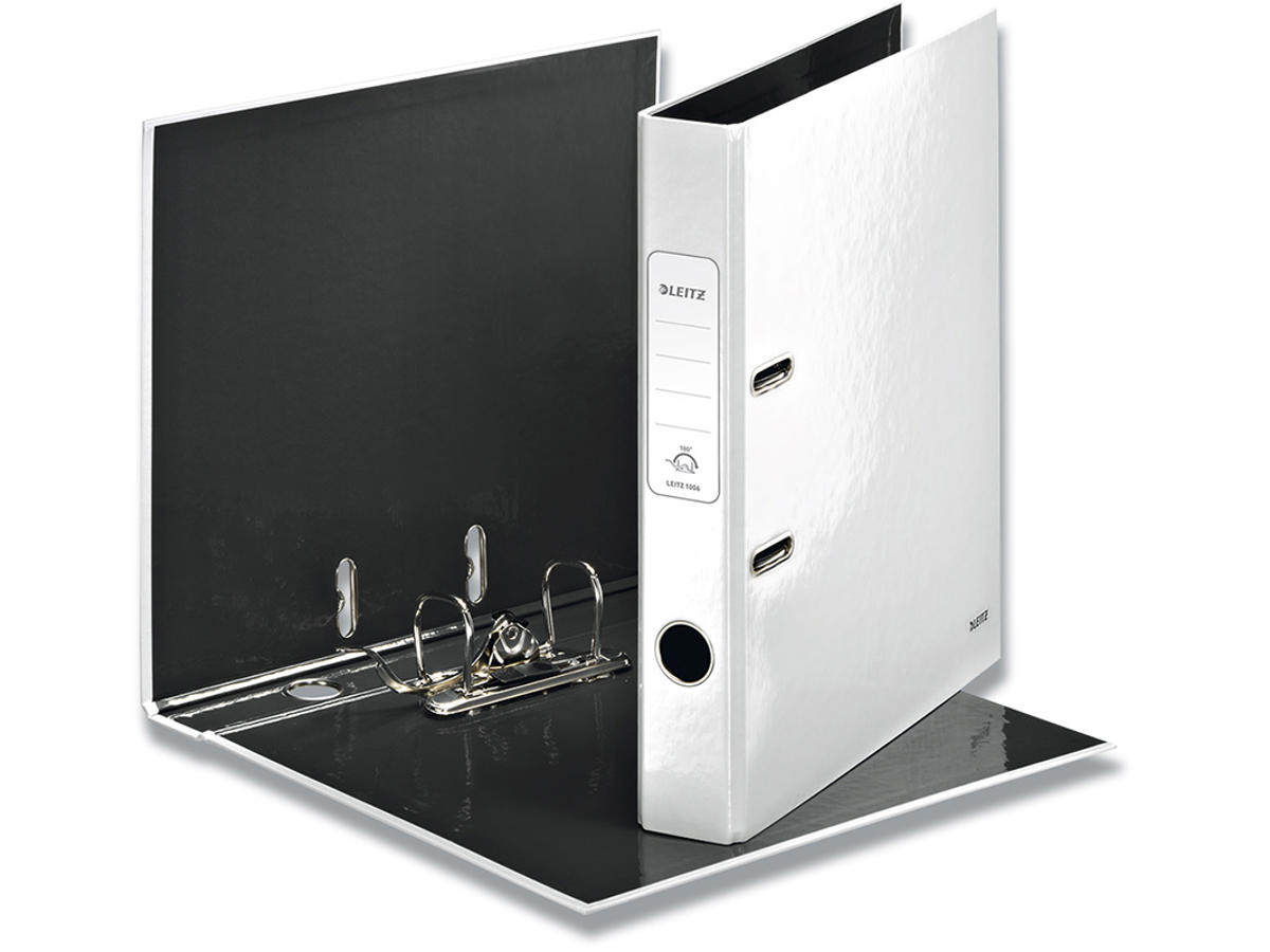 Køb Brevordner, A4, 5 cm, Metallic hvid, Leitz WOW Smal hos Kontor Syd