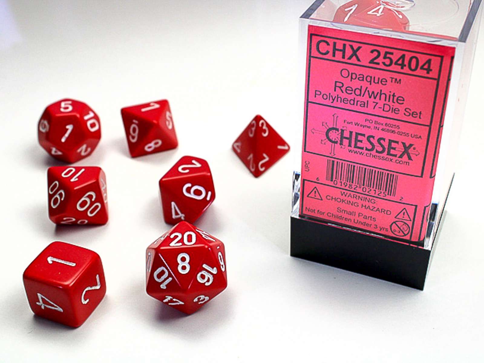 Køb Chessex 7-pak terninger til rollespil i Opaque red/white hos ...